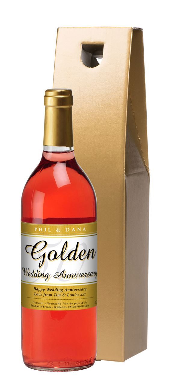 Personalised Golden Wedding 50th Anniversary Rosé Wine Personalised Golden Wedding 50th Anniversary Rosé Wine