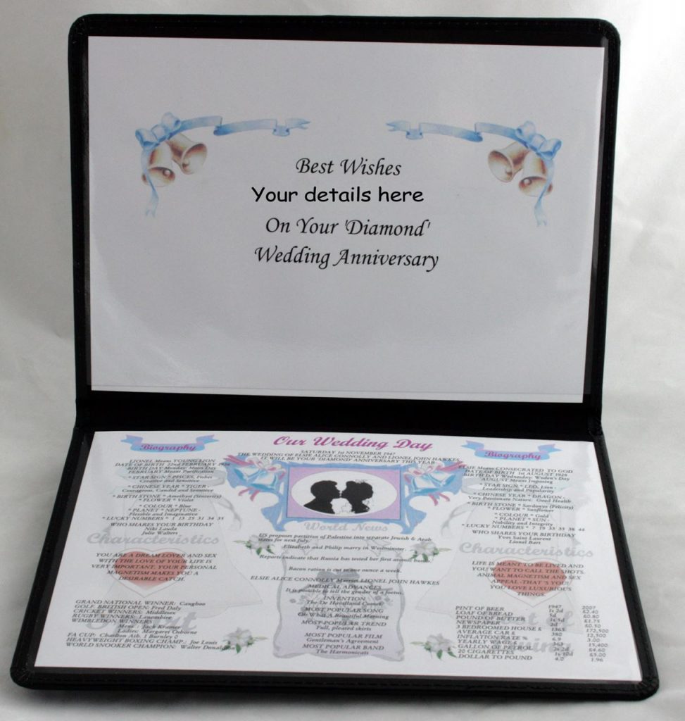 Personalised Our Wedding Day Commemorative Chart ~ Anniversary Ideas
