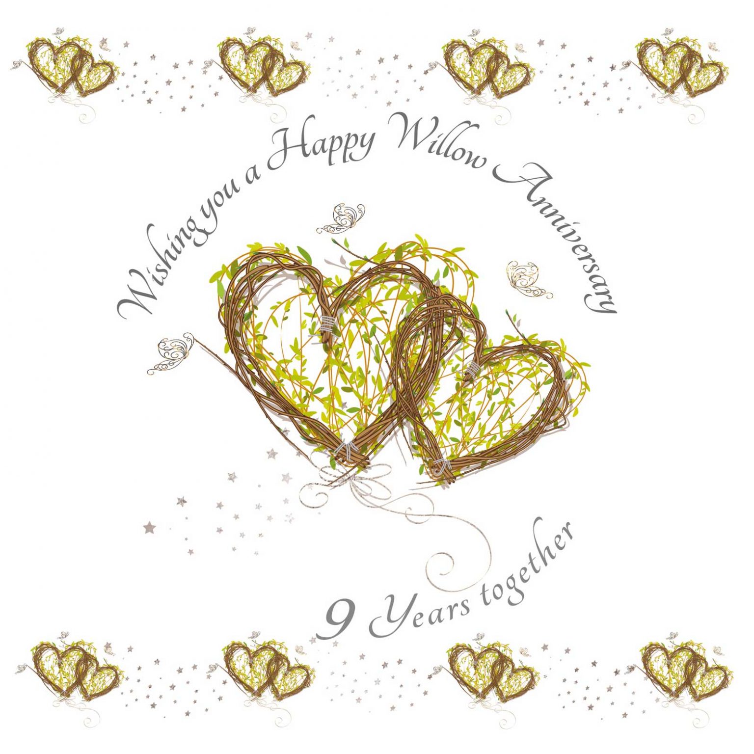 Wishing you a Happy Willow Anniversary Greeting Card ~ Anniversary Ideas UK
